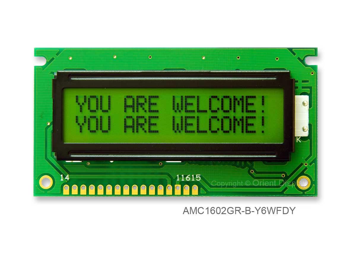 16x2 AMC1602GR-B-Y6WFDY Character LCD Module | Orient Display