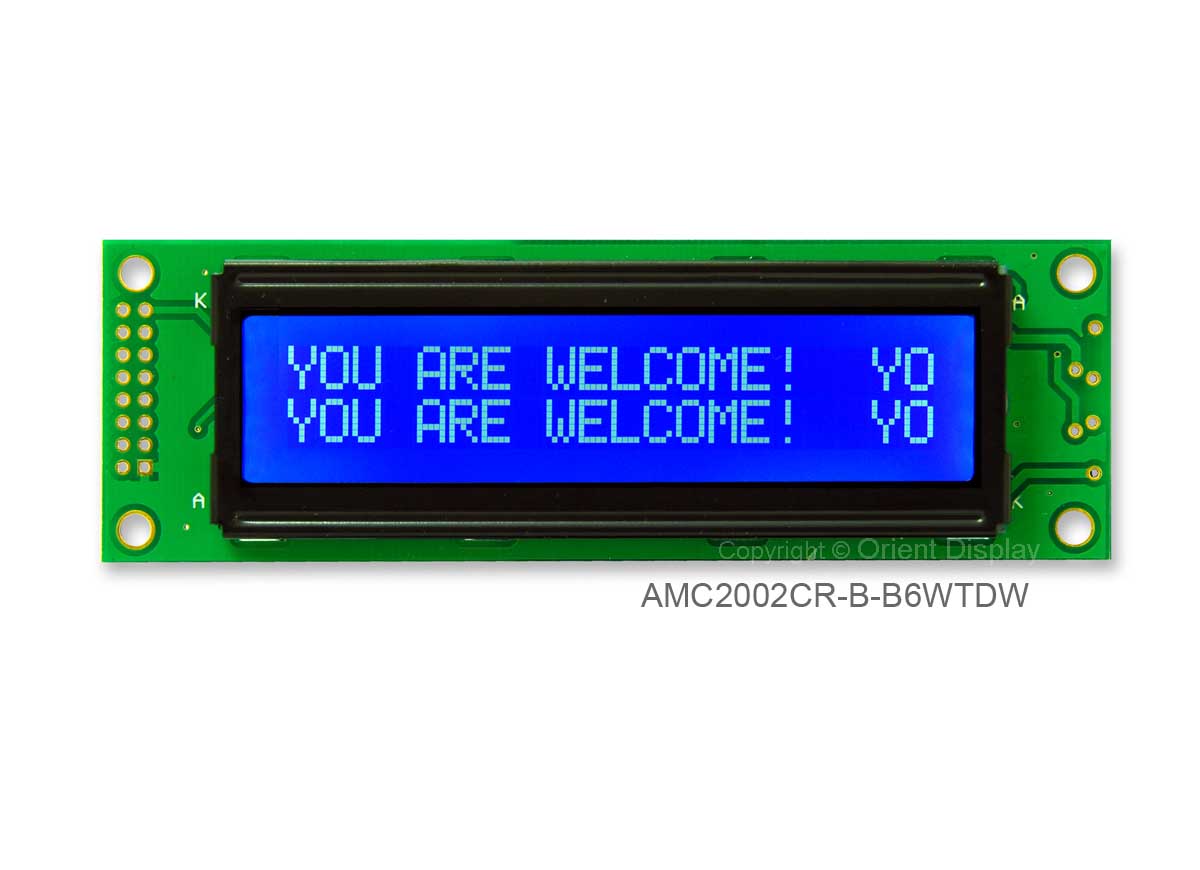 AMC2002CR-B-B6WTDW: 20x2 Character LCD Module | Orient Display