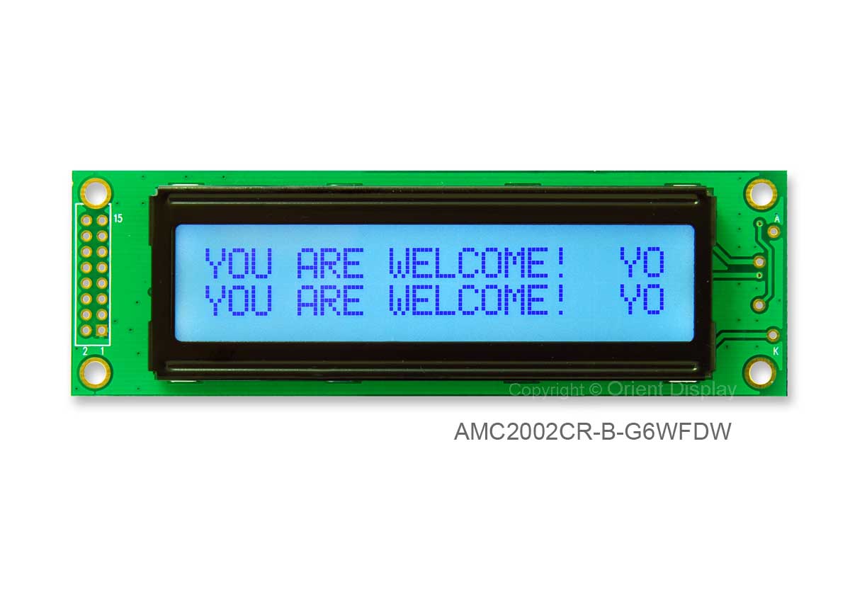 AMC2002CR-B-G6WFDW (20x2 Character LCD Module) | Store | Orient Display