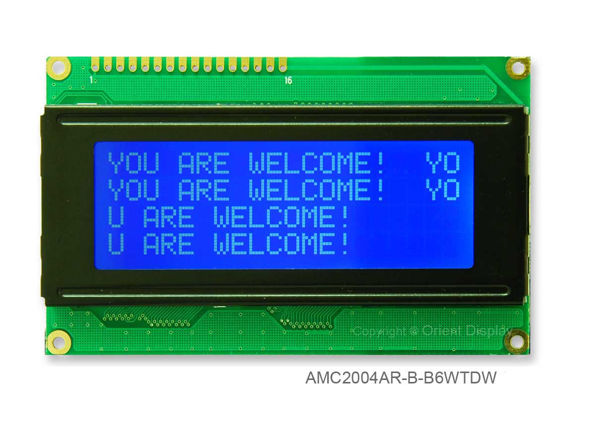 20x4 Character LCD Module. AMC2004AR-B-B6WTDW | Orient Display