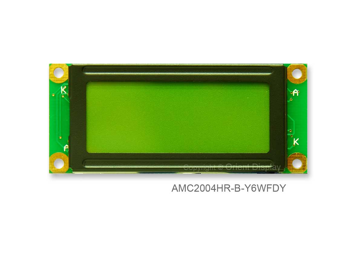 20x4 Character LCD Module AMC2004HR-B-Y6WFDY | Orient Display
