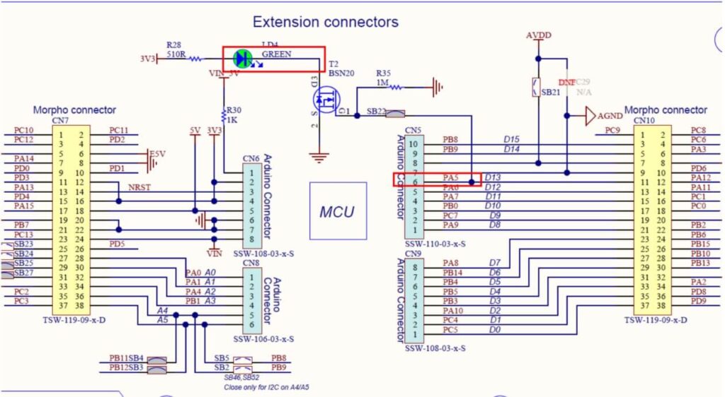 Step 3: From System Core > SYS, select Serial Wire, setup PA5 as GPIO ...