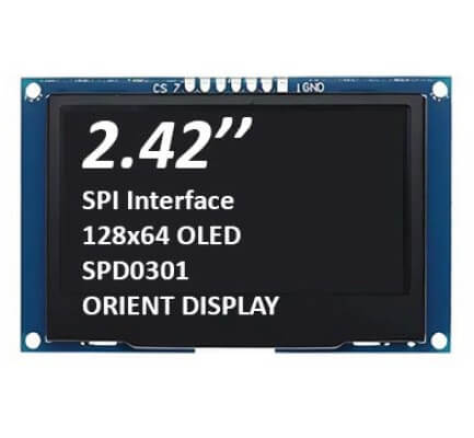 2.42" Arduino OLED, 128x64, Monochrome White, 110 Nits, 4-wire SPI ...