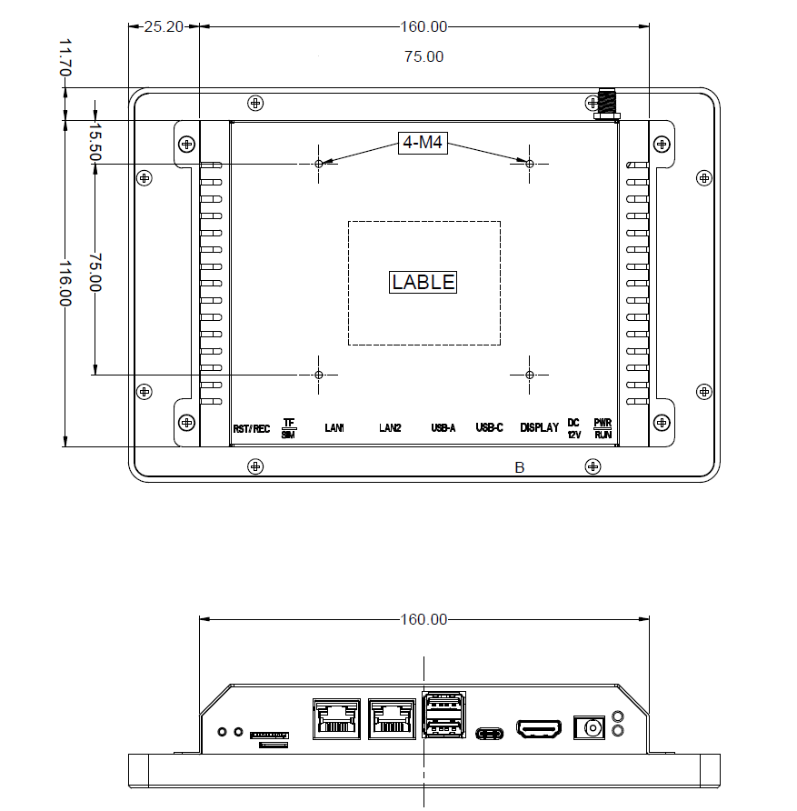 7.0" Sunlight Readable IPS Industrial Computer, 1024x600, 1000 Nits with Capacitive Touch Panel ...